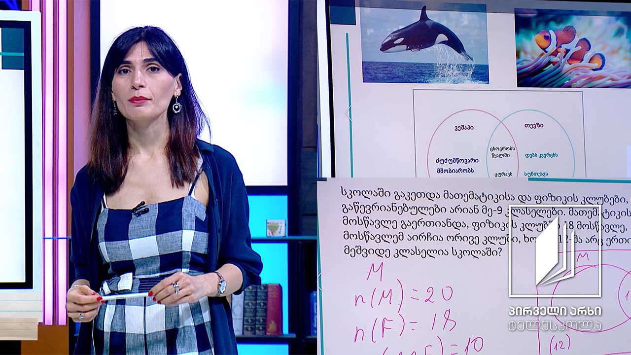 მათემატიკა Ix კლასი მოქმედებები სიმრავლეებზე ვენის დიაგრამით
